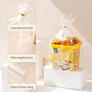 Nistar Cellophane Bags, 50pcs 11x14 Inch Candy Bags Cookie Bags Cellophane Treat Bags Plastic Clear Goodie Bags for Gift Wrapping, Bakery,Toast, Dessert, Party Favors Packaging with Twist Ties
