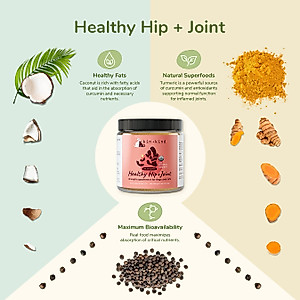 kin+kind Hip+Joint Supplement Dogs & Cats - Organic Healthy Hip+Joint Supplement - Vet Formulated Natural Formula with Organic Turmeric, Black Pepper and Coconut- Large 8oz - Made in USA