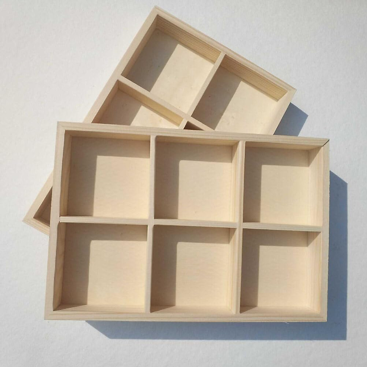 Cabilock 3 pcs Wooden 6-grid Pigment Storage Box Wooden storage box compartment storage six storage
