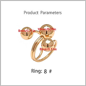 Minimalist Ball Statement Ring for Women Girls Silver Gold Plated Layered 3 Round Balls Open Wrap Finger Rings Comfort Fit Boho Geometric Unique Birthday Party Jewelry Gift Wedding Halloween Size 8
