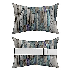 Recliner Head Pillow Ledge Loungers Chair Pillows with Insert Wood Panels Background Country House Lumbar Pillow with Adjustable Strap Outside Patio Decorative Garden Cushion for Bench Couch, 2 PCS