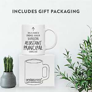 Andaz Press Funny 11oz. Ceramic Coffee Tea Mug Gift, This is What a Badass Ninja Superstar Assistant Principal Looks Like, 1-Pack, Birthday Christmas Gift Ideas