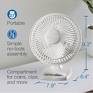 Lasko 2002W Personal Fan, 6-Inch, White, 2002