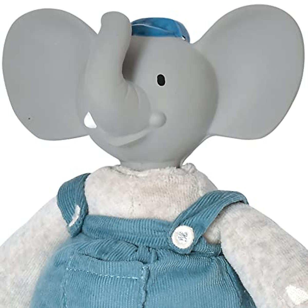 Tikiri Toys Alvin The Elephant Plush Toy with Organic Natural Rubber Head, Ages 6 Months & Up