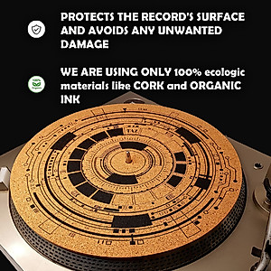TazStudio Premium slipmat - Cork Turntable Mat [4mm Thick] for Better Sound Support on Vinyl LP Record Player - Cork mat Original Geometric Design Psychedelic Geometric Analog Art-m9