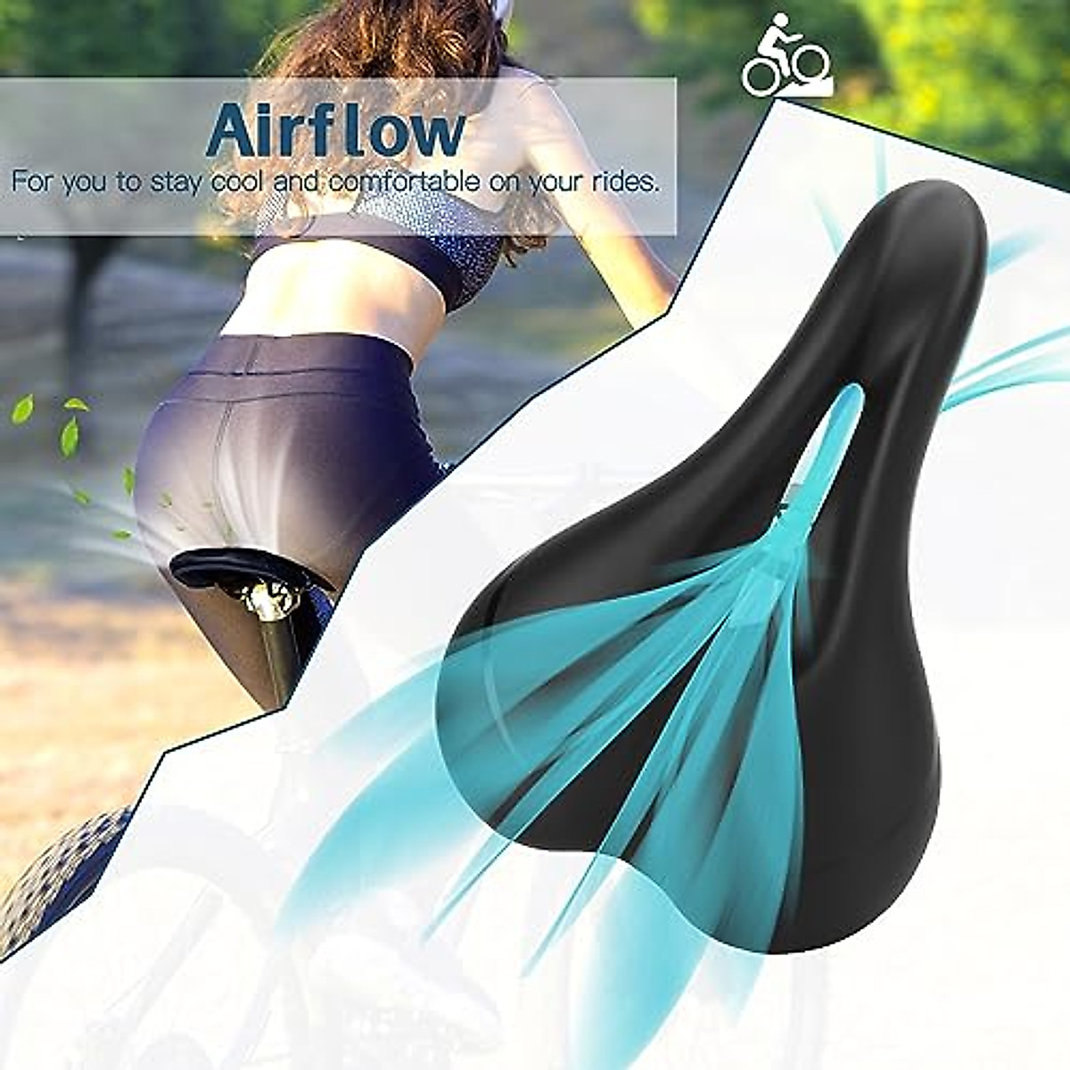 TONBUX Comfortable Bike Seat, Soft Bike Seat Cushion for Men Women Comfort, Breathable Bicycle Seat Replacement Compatible with Peloton, Padded Bicycle Saddle for Mountain MTB BMX Road Exercise Bike