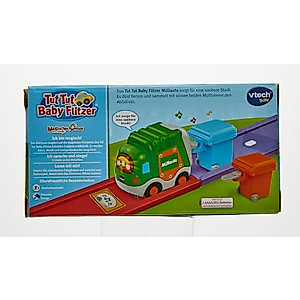 VTech Baby 80-187764 TUT Speedster Rubbish Truck and 2 Wheelie Bins Green