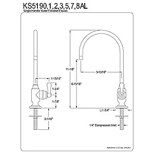 Kingston Brass KS5197AL Royale Single-Handle Water Filtration Faucet, Brushed Brass
