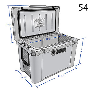 Made in USA Frosted Frog Hyper-Light 54 Quart Hard Cooler Insulated Portable Ice Chest Box for Beach, Beverages, Camping, Fishing, Boat, Barbecue, 30% Lighter Than Rotomolded Coolers (Green and Gray)