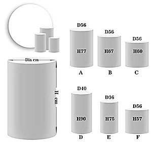 HUAYI White Pedestal Cover for Birthday Babyshower Party Prop Wedding Bridal Shower Graduation Cylinder Cover Communion Baptism Photography Decoration Elastic Fabric Circle Plinth Cover Dia40 H90