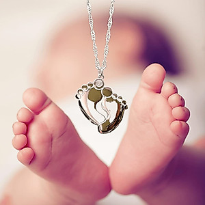 LOTUS-A Mom To Be Gift - Baby Feet Pendant Necklace with a Message Card Pregnancy Present for First Time Moms Expecting Women Pregnant Wife Sister Daughter Valentine's Mother's Day Christmas Birthday