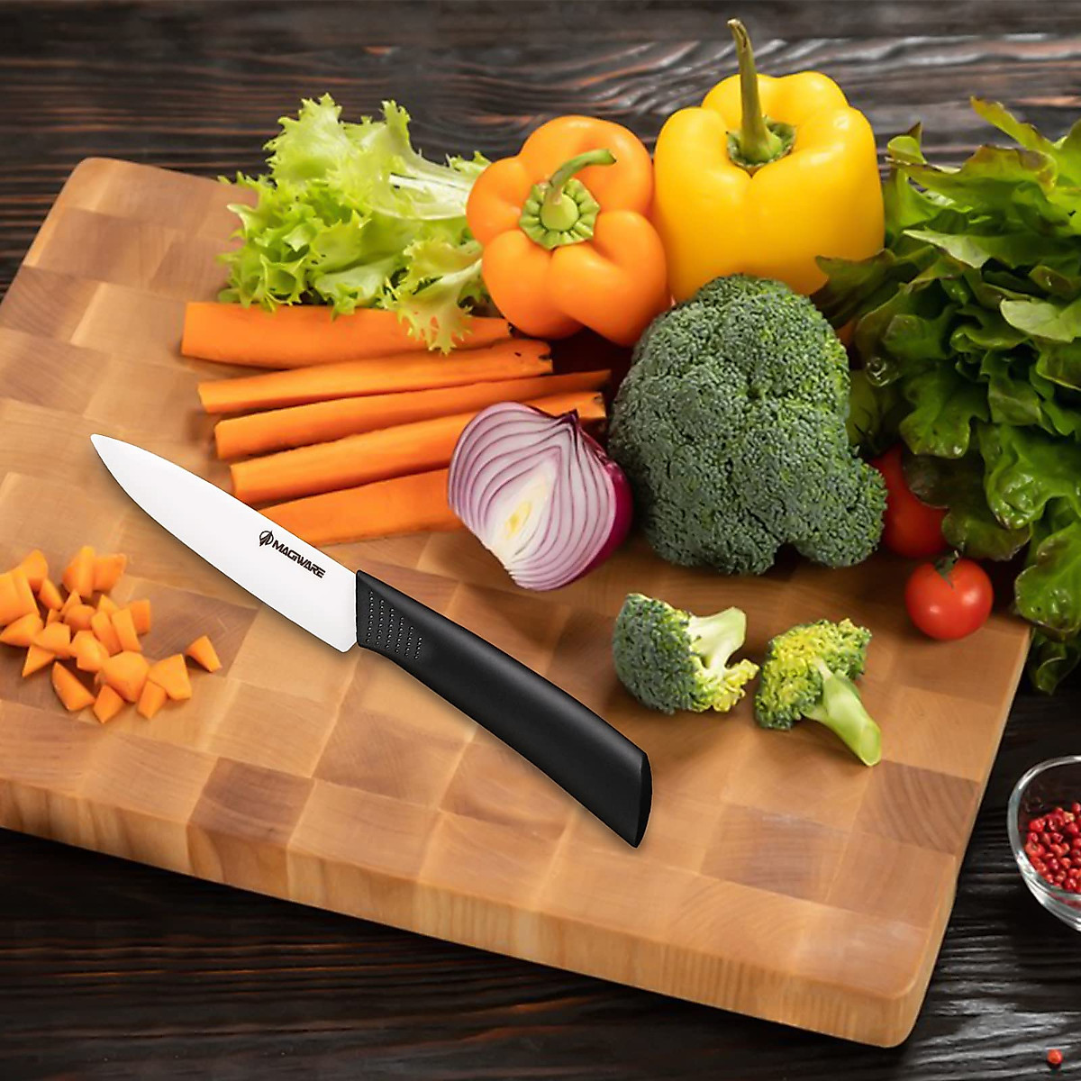 Magiware Paring Knife, Classic 4 inch Ceramic Paring Knife with Sheath Cover, Fruit and Vegetable knife,Longer Sharp Rust Proof Stain Resistant