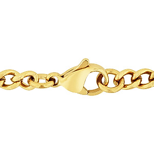 Stainless Steel Beveled Cross Pendant on 24" Twisted Curb Chain Necklace with Yellow Gold Tone Finish