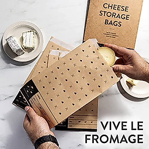Formaticum Cheese Storage Bags with Storage Paper & Adhesive Labels - Wax Paper Bags & Paper - Cheese Paper for Wrapping Cheese - Porous Brown Paper Bags 6 x 11 (15 x Bags, Sheets & Labels)