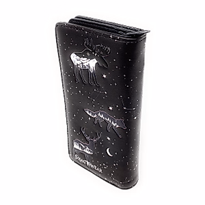 Shag Wear Black Animal Constellations Large Wallet for Women and Teen Girls Vegan Faux Leather Black 7"