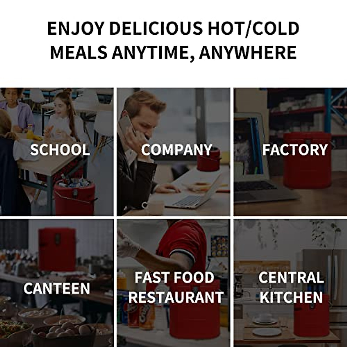 Plieren Insulated Soup Container Commercial Food Warmer for Hot or Cold Food, 2.5 Gallon Hot Box for Catering, Food Cooler with 4 Buckles, Handles, & Spoon, Soup Carrier for Restaurant, Canteen, Home