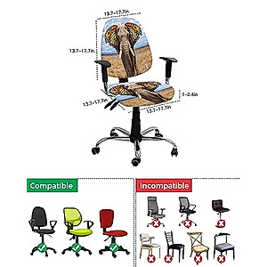 Big buy store Office Chair Cover Funny Animal Desk Chair Cover Stretch Elastic Universal Computer Chair Covers Elephant with Butterfly Wings Stretch Rotating Chair Slipcovers Protectors