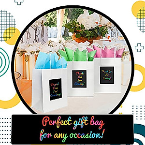 PURPLE LADYBUG 7 White Gift Bags with Handles & Scratch Panel for Messages - Unique Easter Gift Bags Medium Size, Wedding Gift Bag with Tissue Paper, Party Gift Bags, & Small Gift Bags Bulk