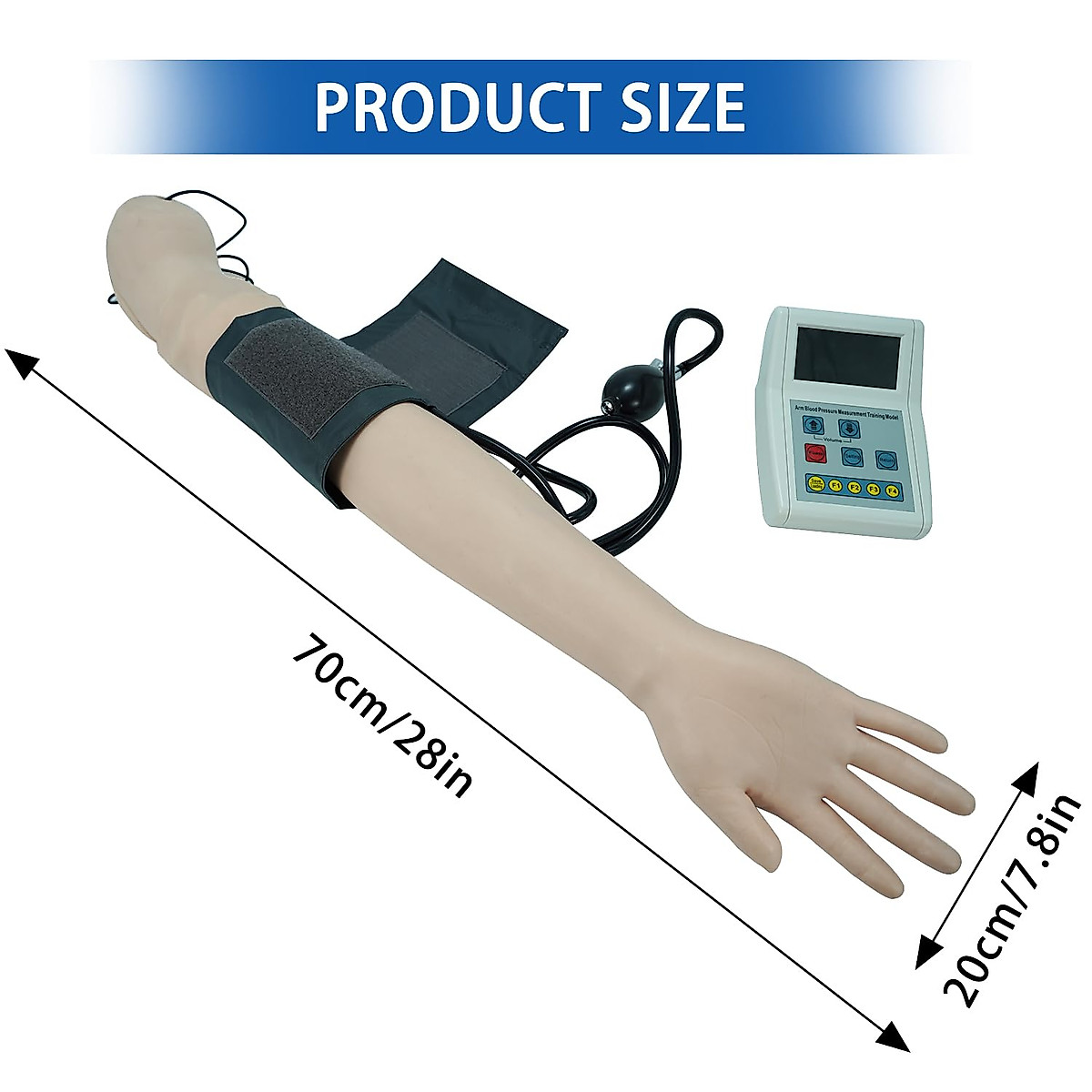 Blood Pressure Training Arm Simulator, BP Training Arm Manikin Practice Kit with Korotkoff Gap Sound Blood Pressure Cuff Stethoscope LCD Display Model for Education Teaching Skills