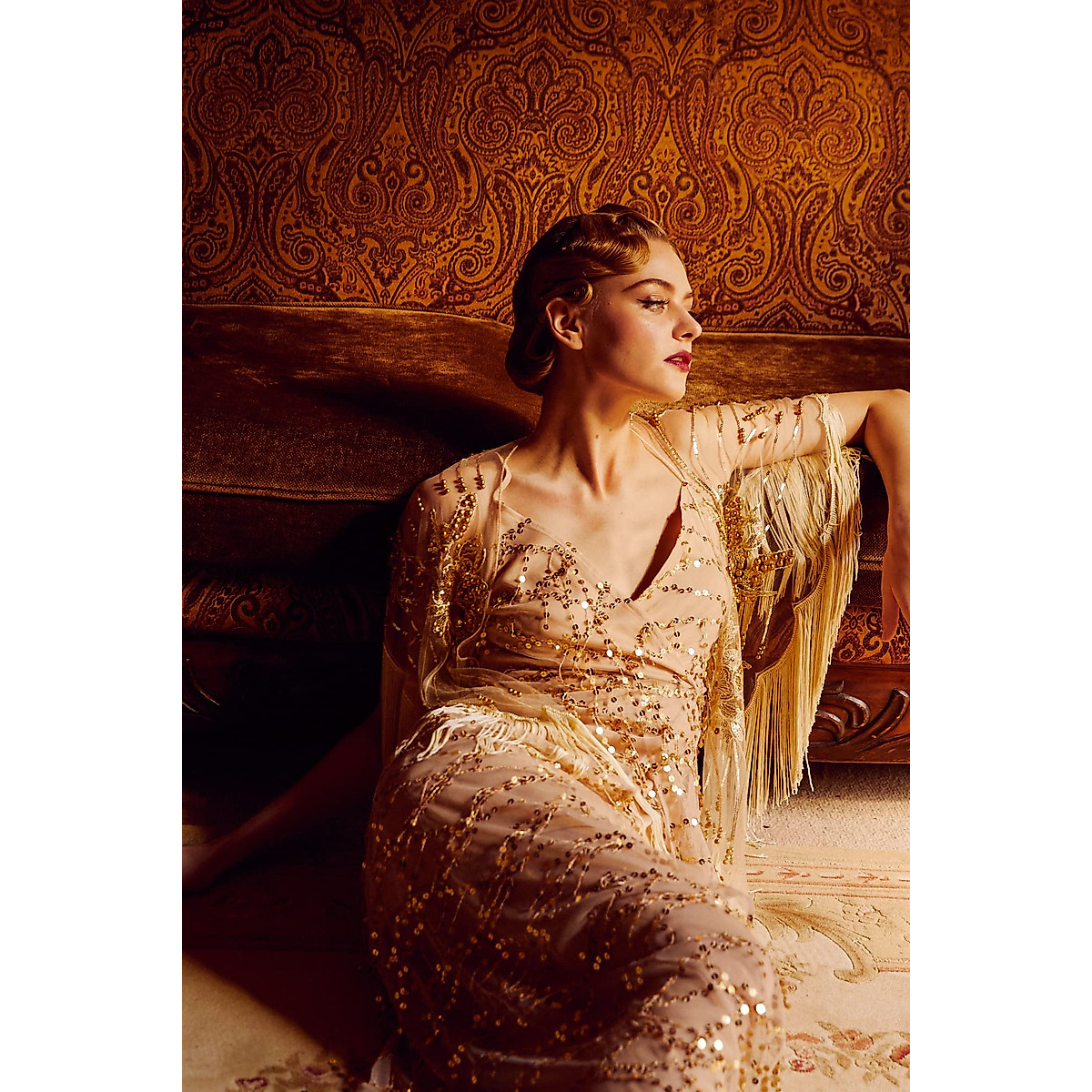 BABEYOND Night Shawl Wrap for Women Evening Cape for Prom Party Sequin Beaded Shawl