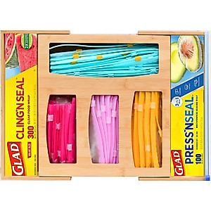 Zaytun Drawer Organizer for Ziplock Bags and Foil | Expandable & Englrarged 6-IN-1 Zip Lock Bag Organizer For Drawer & Foil And Plastic Wrap Dispenser With Cutter for Kitchen Organization and Storage