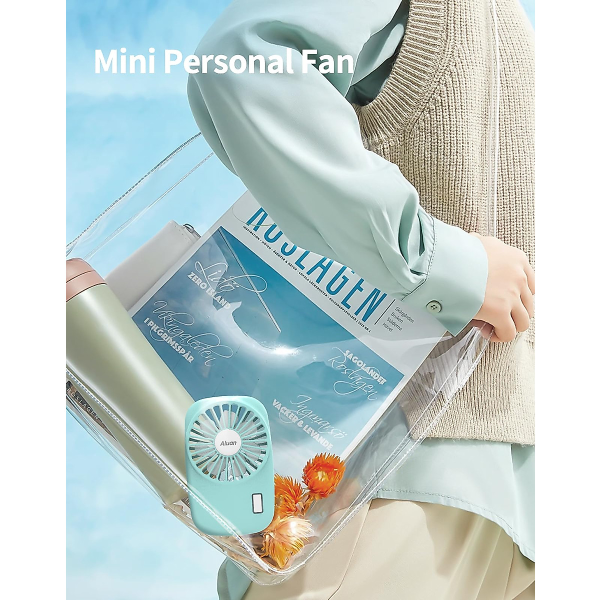 Aluan Handheld Fan Mini Fan Powerful Small Personal Portable Fan Speed Adjustable USB Rechargeable Eyelash Fan for Kids Girls Woman Man Home Office Outdoor Travel