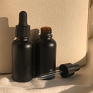 seafulee Black Coated Glass Bottle with Glass Eye Dropper, 1 oz Capacity,UV Safe Bottles for Essential Oils and Aromatherapy (Pack of 6) …