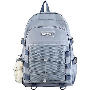 JIESIHAO Aesthetic Laptop Backpack Lightweight High-Capacity Nylon Travel Daypack for Women Cute Kawaii Backpack