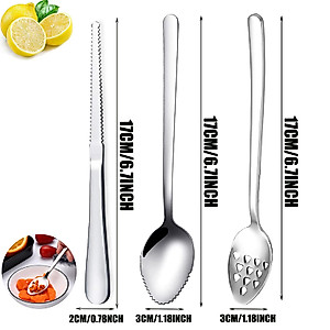 Grapefruit Spoon 6PCS Set,2 Grapefruit Spoons with Serrated Edge Made of Stainless Steel,2 Grapefruit Spoon with Holes.2 Grapefruit Knife Grapefruit Utensil Set pack of 6