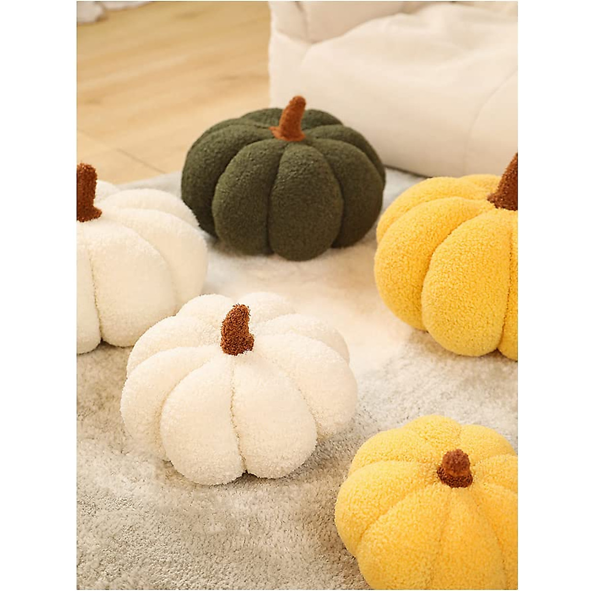 11inch Halloween Pumpkin Throw Pillow Decorative,Fluffy Plush Pumpkin Fall Pillow Plush Toy Stuffed Pumpkin Decor Stuffed Toy Pumpkin Decorative Plush Cushion for Halloween Home Decor Gifts (red)