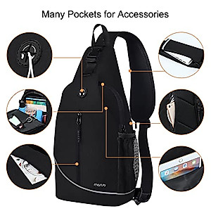 MOSISO Sling Backpack, Crossbody Shoulder Chest Bag Travel Hiking Daypack with Vertical Zipper Pocket&Reflective Strip, Black