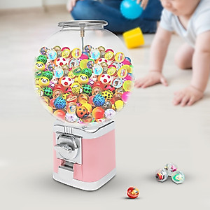 Coin Gumball Machine Toy Vending Machine,11 Inch Mini Vending Machine for Kids,Gumball Bank,Metal Candy Dispenser,Home Vending Machine,Vintage Gum Ball Machine(Pink)