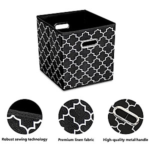 Yunkeeper 11 Inch Cube Storage Bins , Fabric Cube Organizer Bins with Handle, Foldable Cube Bins for Cloth or Accessary Storage, 11x11x11 Set of 3 (Black Light)