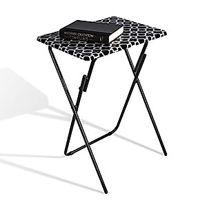 Atlantic Park Place Portable Folding TV Trays, Sturdy MDF/Laminated Top, 2-pc Set, PN 38435927 - Black and White