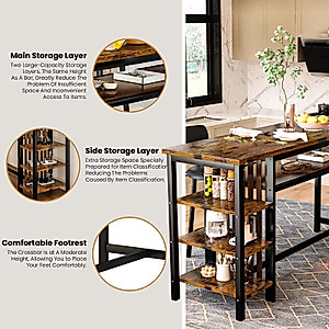 DKLGG 47" Bar Table and Chair Set, Small Kitchen Counter Dining Table Set for 2, 3 Piece Bar Height Table with 2 Stools & Storage, Pub Table Dining Set for Breakfast Nook, Small Space