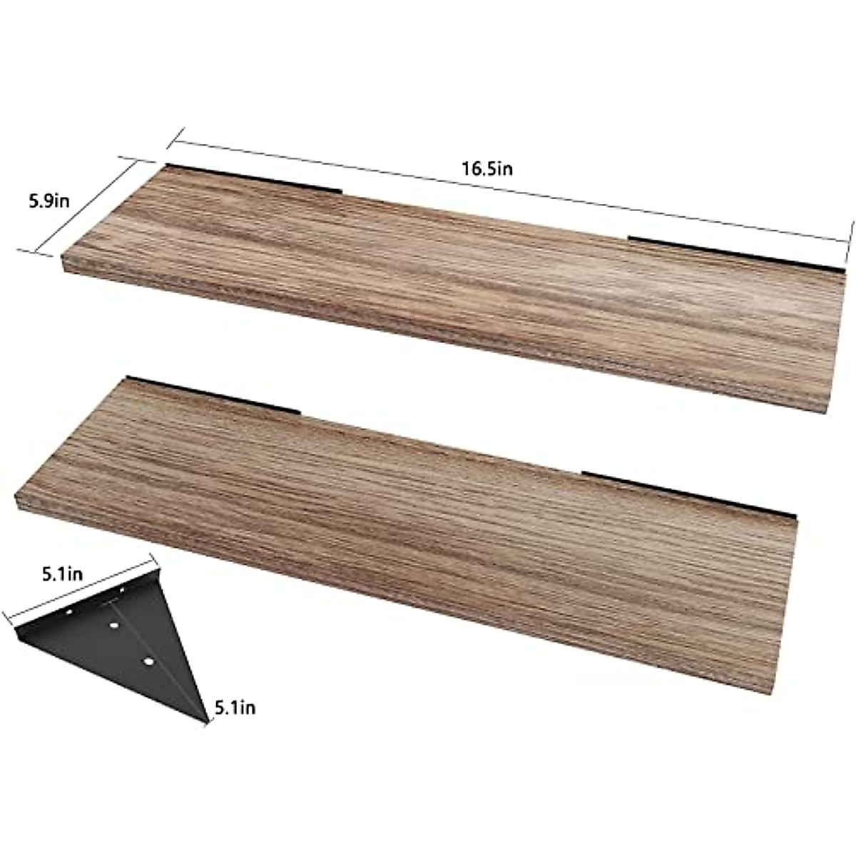 ROSEYAT Wood Floating Shelves for Wall Décor, Rustic Wood Wall Shelf for Bathroom, Bedroom, Living Room, Laundry, Kitchen Storage & Decoration, Floating Bathroom Shelf Set of 2 (Paulownia)