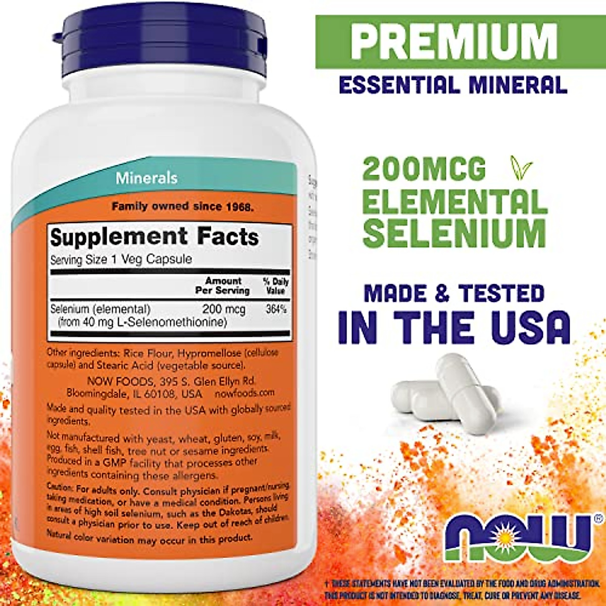 Now Foods Selenium 200mcg Capsules, 300 Count (Pack of 2) - L Selenomethionine Mineral Supplement for Women & Men - Veg Caps, Non-GMO, Vegan Friendly, Yeast-Free