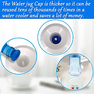 5 Gallon Water Jug Cap Reusable - Non-Spill 55mm Water Bottle Caps,Silicone Replacement Cap Lids Anti Splash 6 Pack