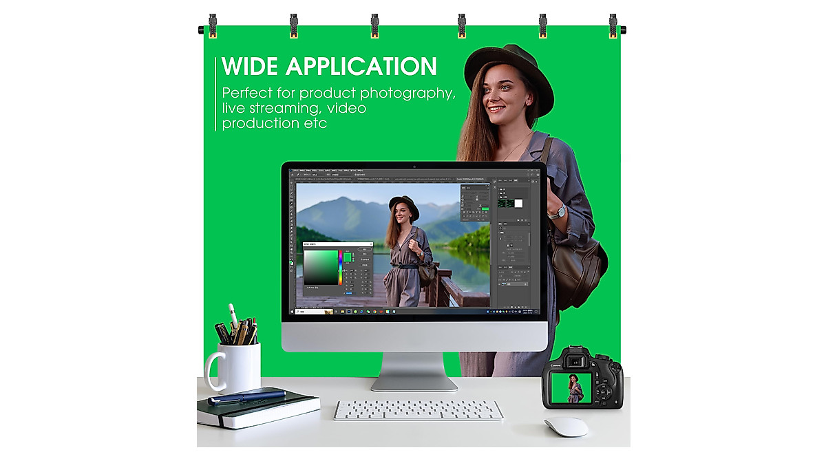 Portable 8x7.2ft Green Screen Backdrop with Stand Kit