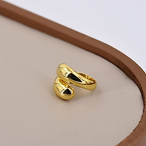 LEMON GRASS Pl Wrap Ring | Bold Bypass Statement Ring | Thick Dome Ajustable Open Ring in 18K Gold Plated Sterling Silver