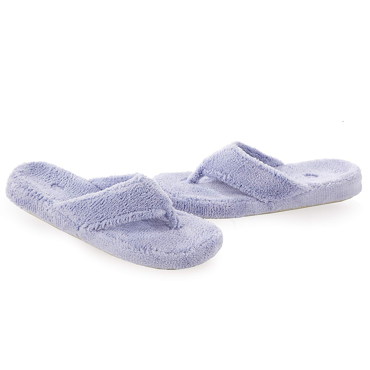 Acorn Women's Spa Thong Slippers with Cloud Contour Comfort - Arch Support and Plush Fluffy Terry Lining, Perfect for Beach, Camping, Poolside, or Bathroom Wear, Periwinkle, 6.5 - 7.5