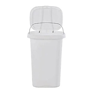 Rubbermaid 13 Gallon Rectangular Spring-Top Lid Kitchen Wastebasket Trash Can for Tall Trashbags, White (2 Pack)