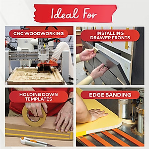 XFasten Double Sided Woodworking Tape, 1-Inch by 36-Yards, 3-Pack - Double Face Woodworker Turner's Tape for Wood Template, Removable & Residue Free