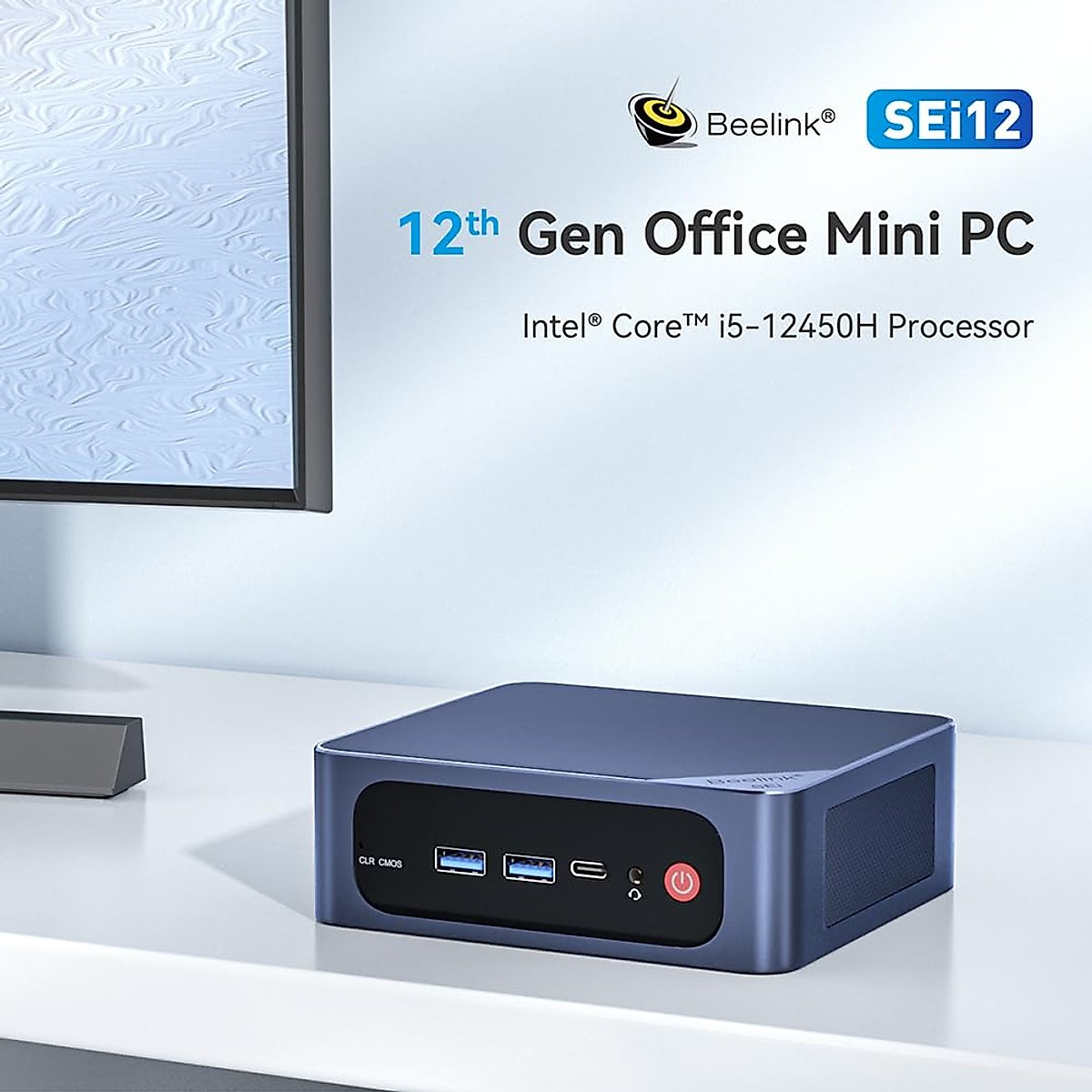 Beelink Mini PC, SEi12 Mini Computers Intel i5-12450H(Up to 4.4GHz) 8C/12T, Micro PC 16GB DDR4 RAM 500GB M.2 NVMe SSD, Desktop Computer 4K@60Hz/HDMI&DP/WiFi6/BT5.2/Gigabit Ethernet/HTPC/W-11 Pro