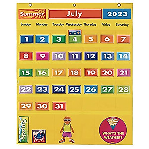 Excellerations Classroom Preschool Calendar Pocket Chart, 34 x 42.5 inches, Kids Calendar, School Calendar, Circle Time Learning, Kids Toys, Educational Toy (Item # CALSET)
