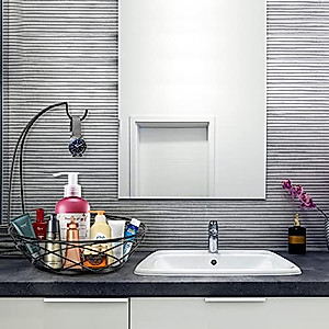 PT COVER Fruit Bowl with Banana Hanger - Fruit Basket for Kitchen Counter with Holder - Black Chrome