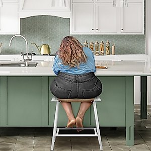 OUllUO 26'' Bar Stool, Weave Bar Height Counter Stools, Backless Wicker Saddle Stools for Kitchen Island, Rope Rattan Barstools with Metal Base, 919WT-1Pc