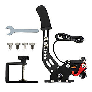 Dcutn 16Bit PC USB Handbrake for SIM Racing Games G920/27/29 T500 T300 LFS/DiRTRally / DiRT4/Project CARS/DRIVECLUB/Asset to Corsa/ WRC8(Black With Clamp)