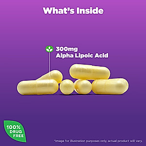 Natrol Alpha Lipoic Acid Capsules, Antioxidant Protection, ALA, Helps Protect Against Cellular Oxidation and Age-Related Damage, Whole Body Cell Rejuvenation, 300mg, 50 Count