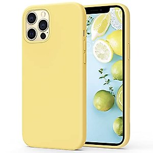 MILPROX Compatible with iPhone 12 Case and iPhone 12 Pro Silicone Cases (2020), Microfiber Cloth Lining Silicone Gel Shell Case - Lemon Yellow